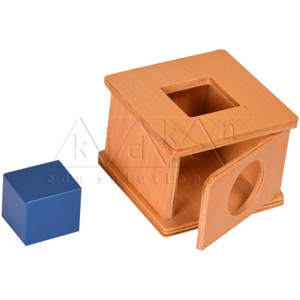 Imbucare box with square prism, square prism montessori